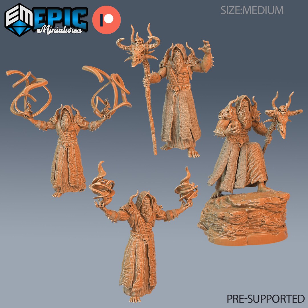 8K Resin Orc Spellcaster Wizard Necromancer Epic Miniatures FREE Dnd 5E ...