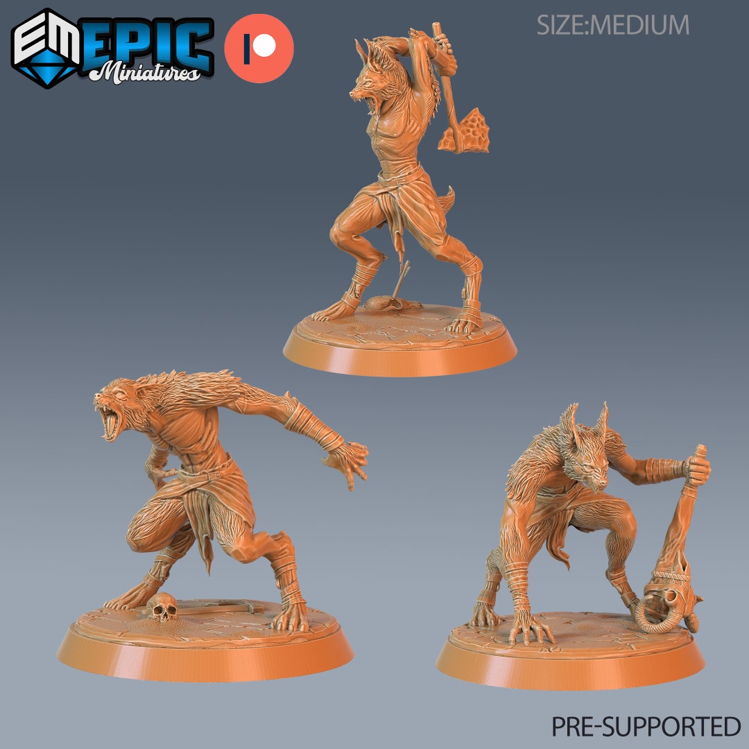 Jackalwere Jackal Beast Epic Miniatures DND 5e Dungeons and Dragons TTRPG Minis Were Beast ...