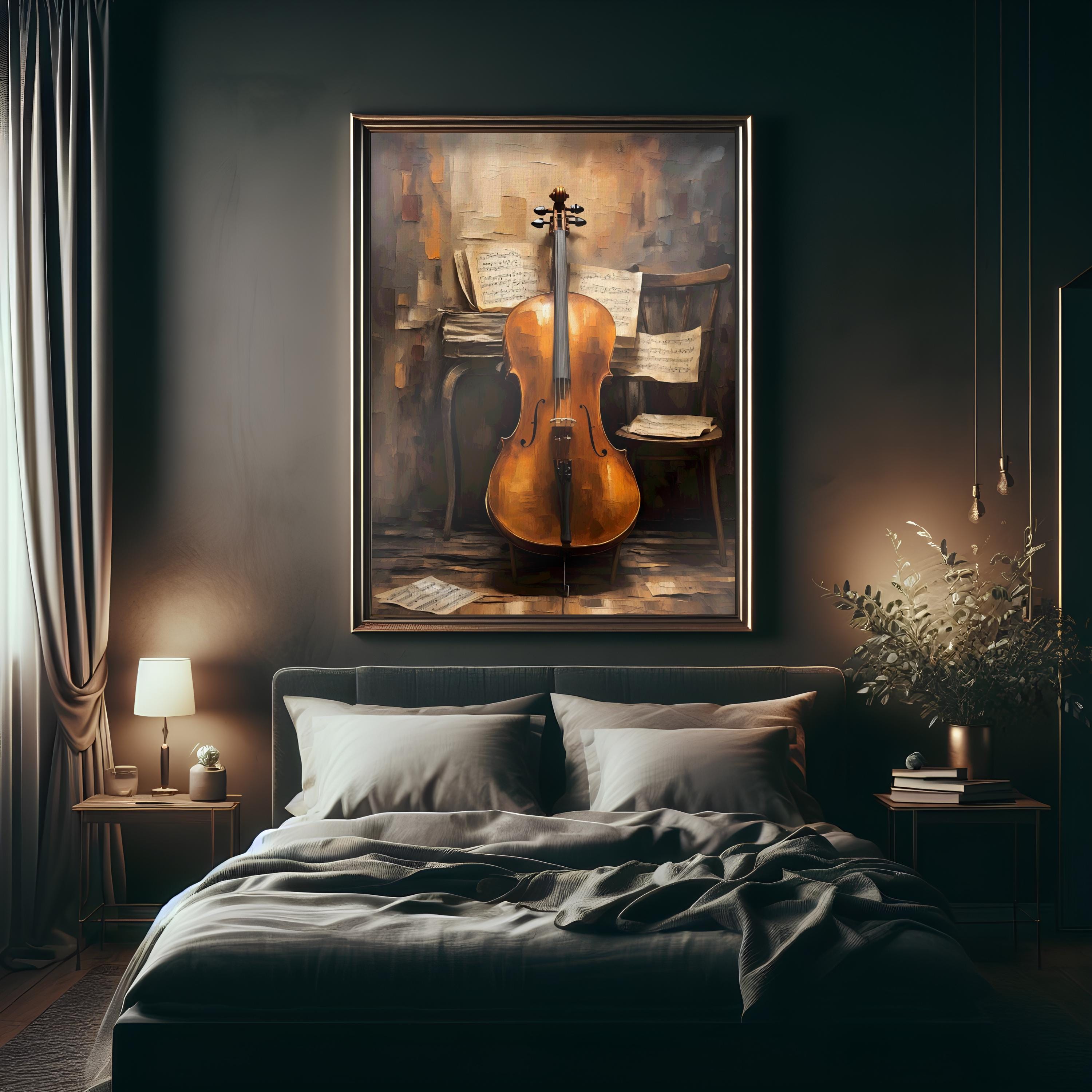 Cello and Sheet Music Art Print – Dark Academia Musical Decor, Vintage ...
