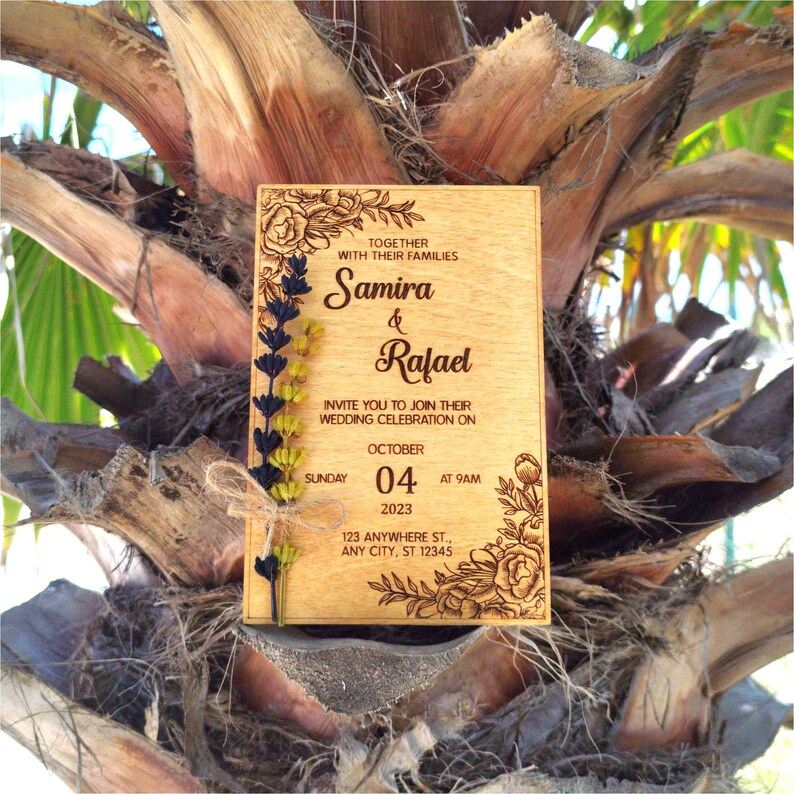 Wooden Rustic Wedding Invitation With Wax Sealed Kraft Envelope ...