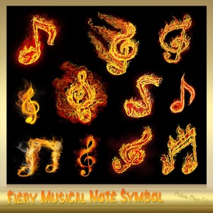 Fiery Musical Note Symbol - Musical Notes in Fire Flames - Musical Note ...
