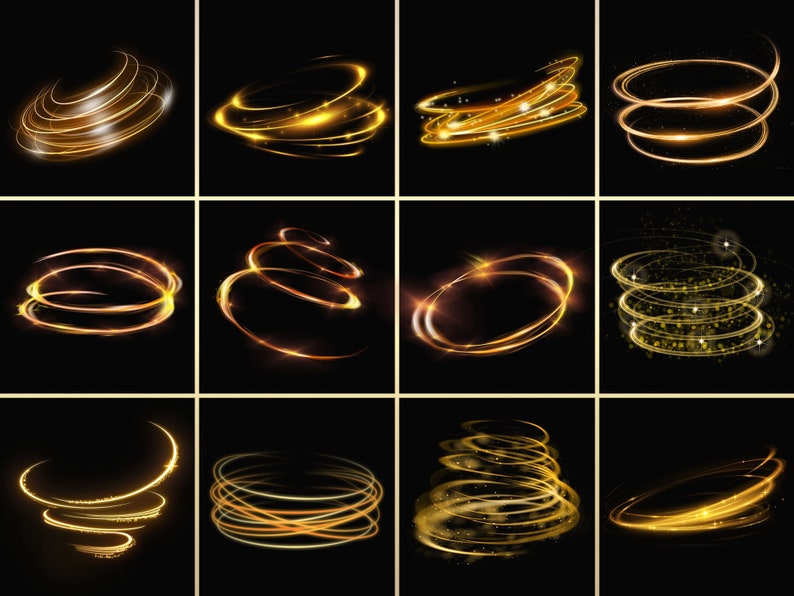 Rotating Light Effect - Surround Light Overlay - Glowing Spiral Golden ...