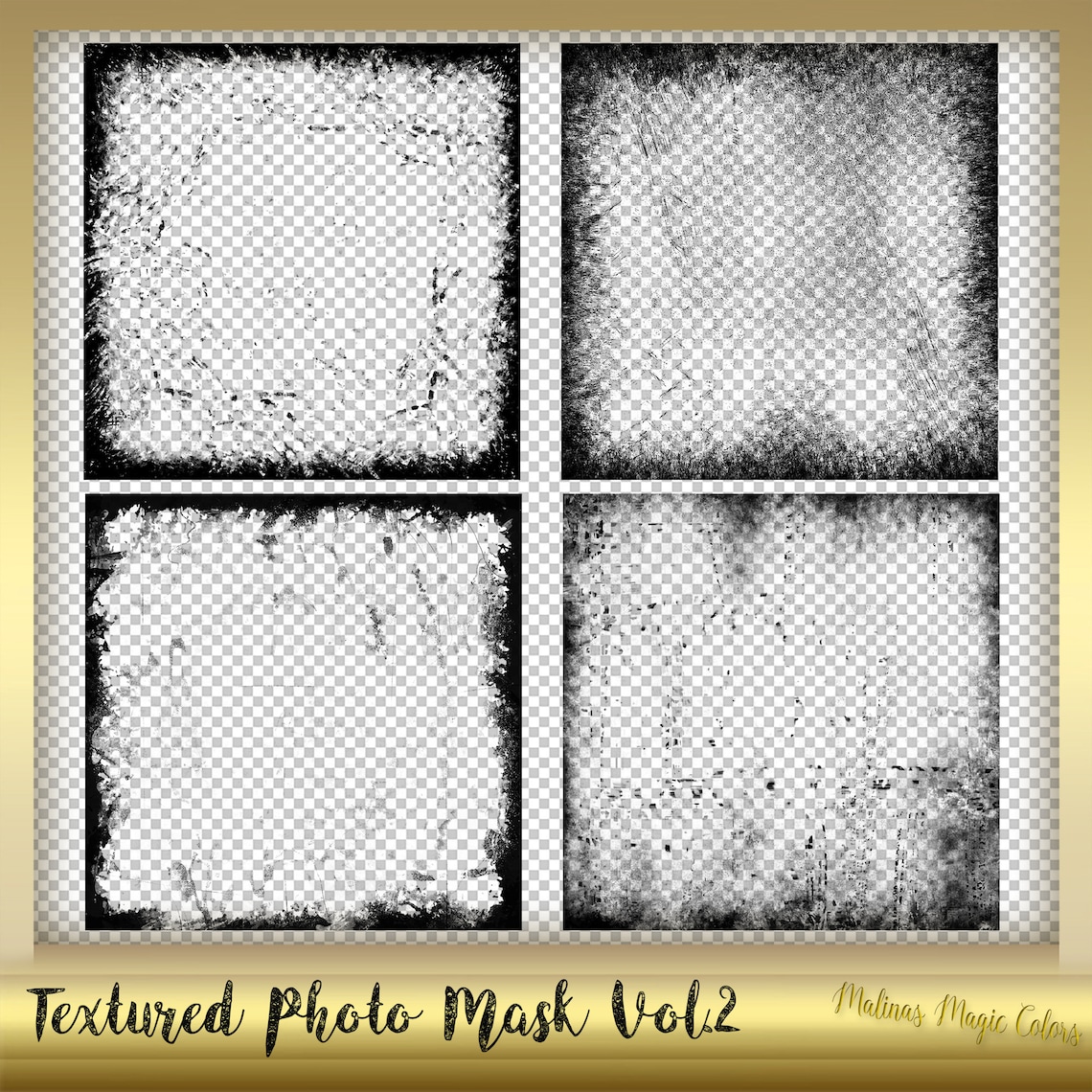 10 Textured Photo Masks Vol. 2 - Photoshop Clipping Masks - Grunge ...