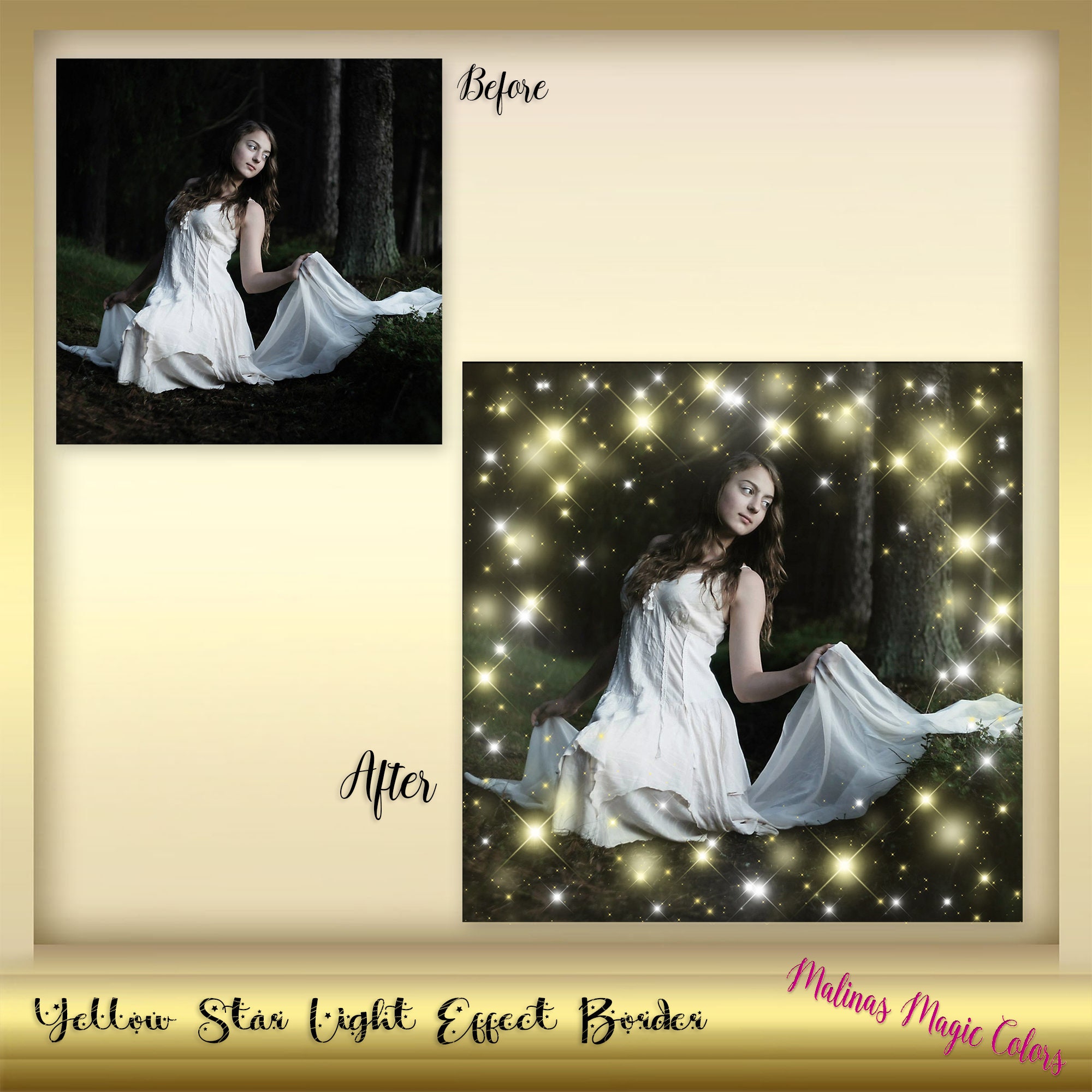 Yellow Star Light Effect Border Light Frame Overlay Frame - Etsy