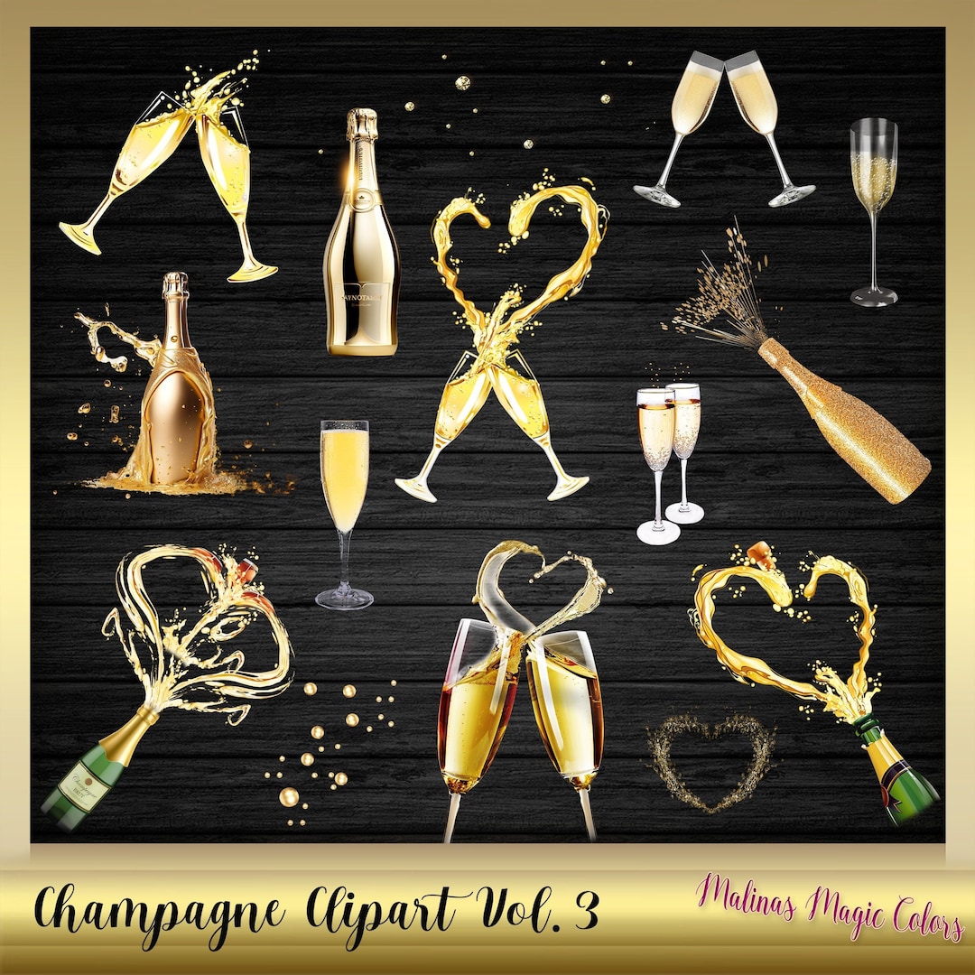17 Champagne Clipart Vol. 3 - Champagne Overlays - Champagne Clip Art ...