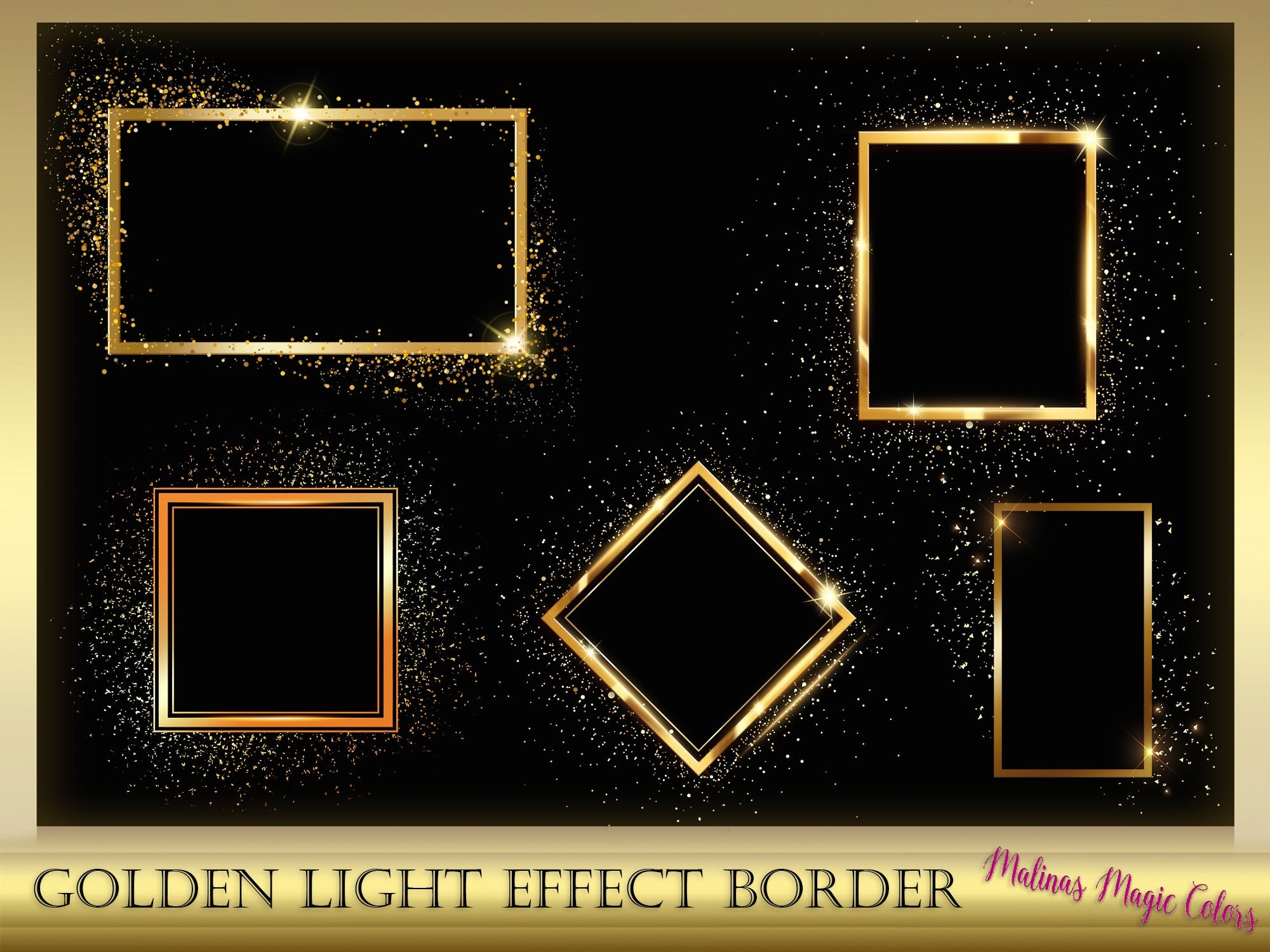 Golden Light Effect Border Light Effect Sprinkled Golden Frame ...