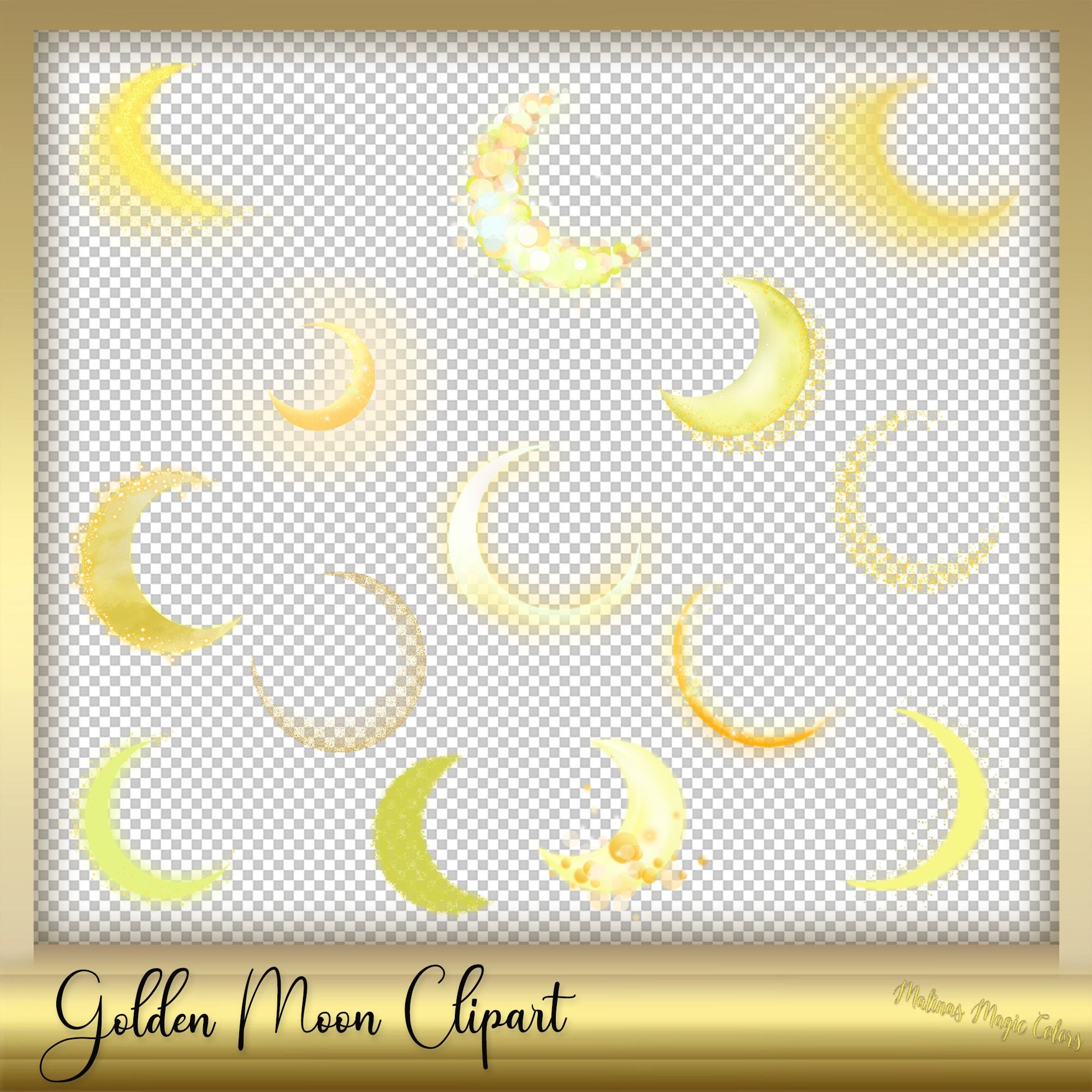 Golden Moon Clipart Golden Moon Overlay Fantasy Moon Isolated Moon ...
