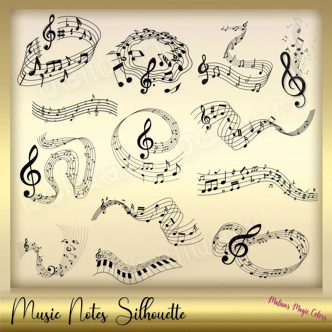 Music Notes Silhouette - Round Music Note Overlay - Music Note Clip Art ...