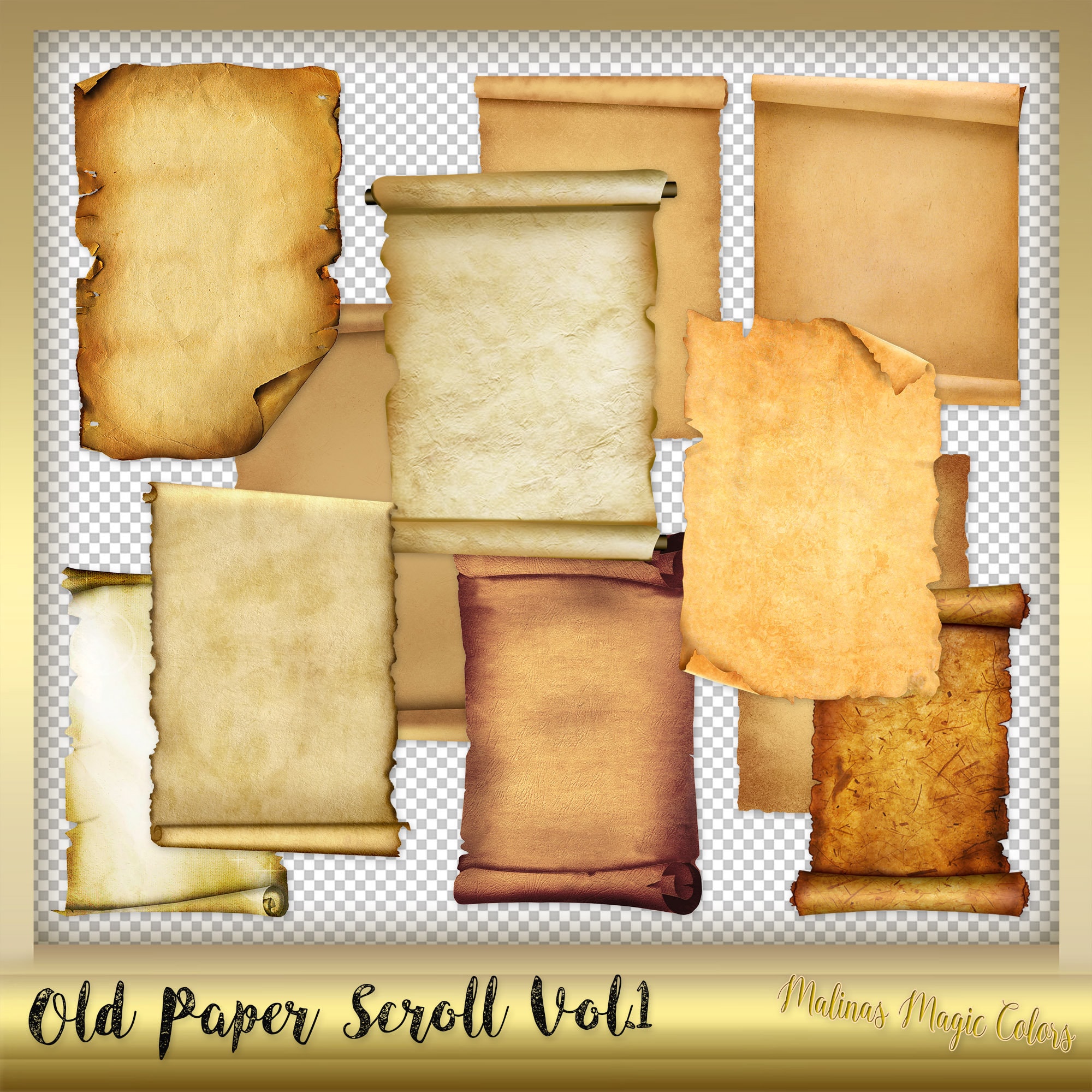 12 Old Paper Scrolls Vol.1 - Old Scrolls - Old Sroll - Scrolls Clipart ...