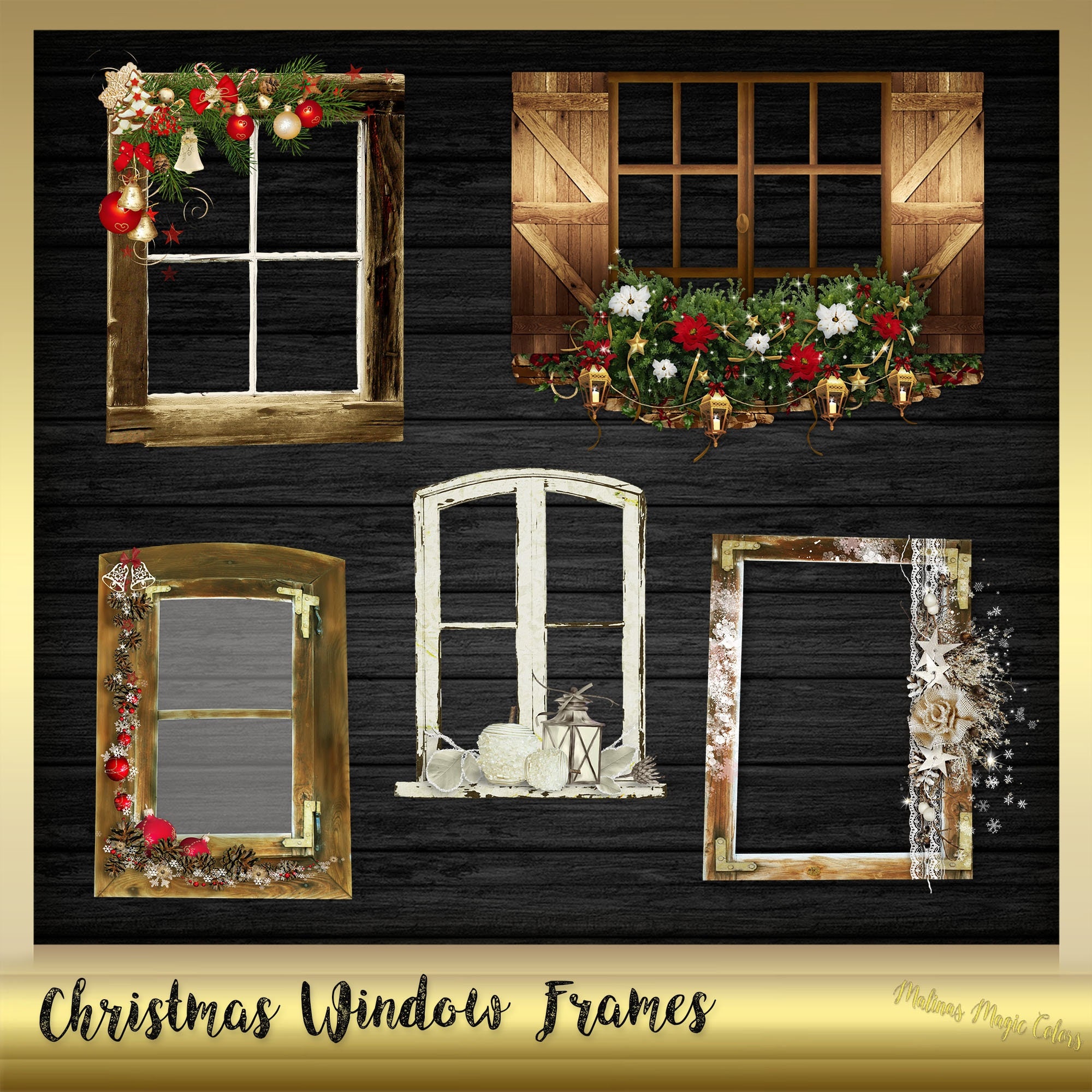 10 Christmas Window Frames - Window Photo Frame - Photoshop Picture ...