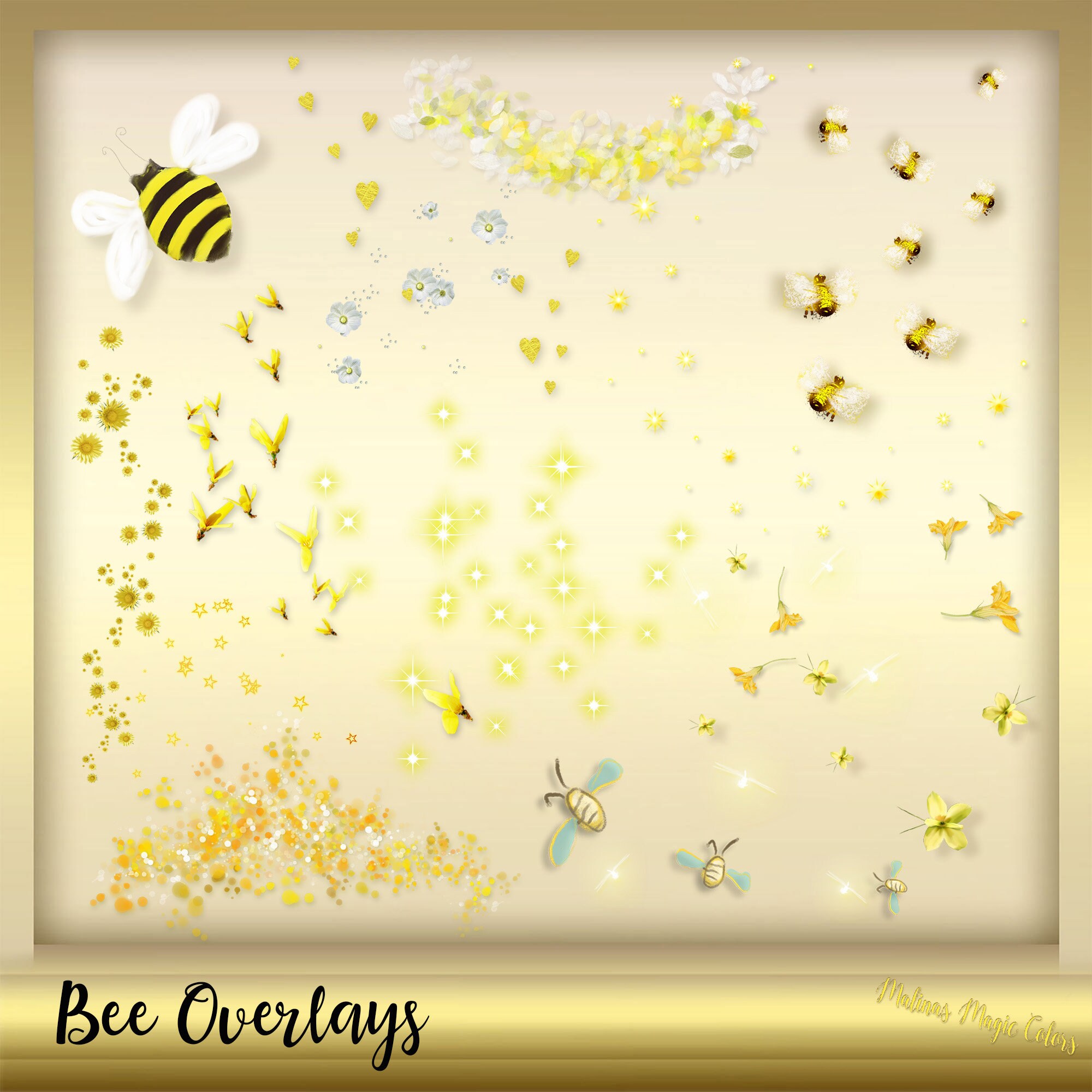 Bee Overlays Bee Overlay Photo Overlays Photoshop Layers Yellow ...