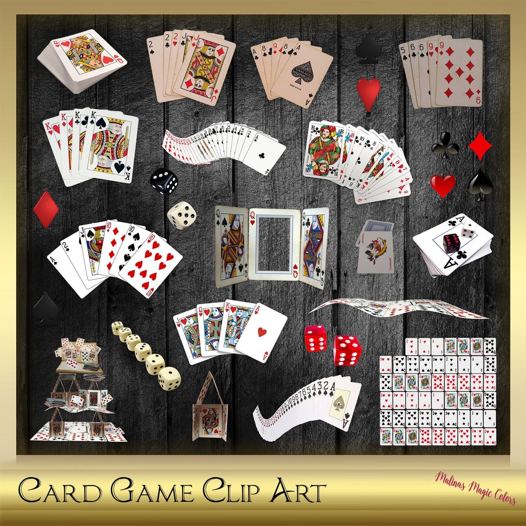 25 Card Game Clip Art - Playing Cards Arranged - Poker Clip Art - Card ...