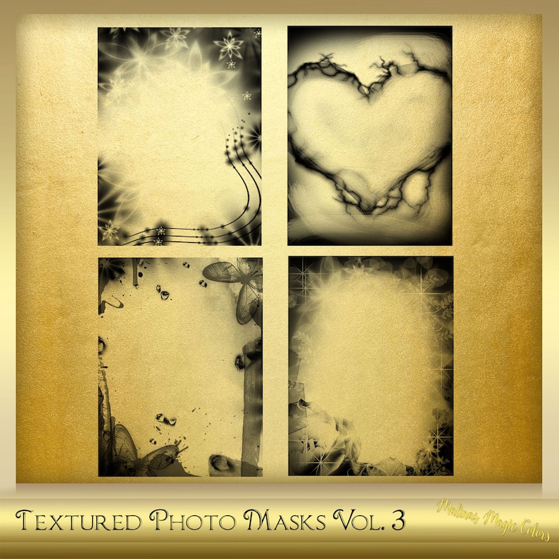 12 Textured Photo Masks Vol. 3 Photoshop Clipping Masks Grunge Photo ...