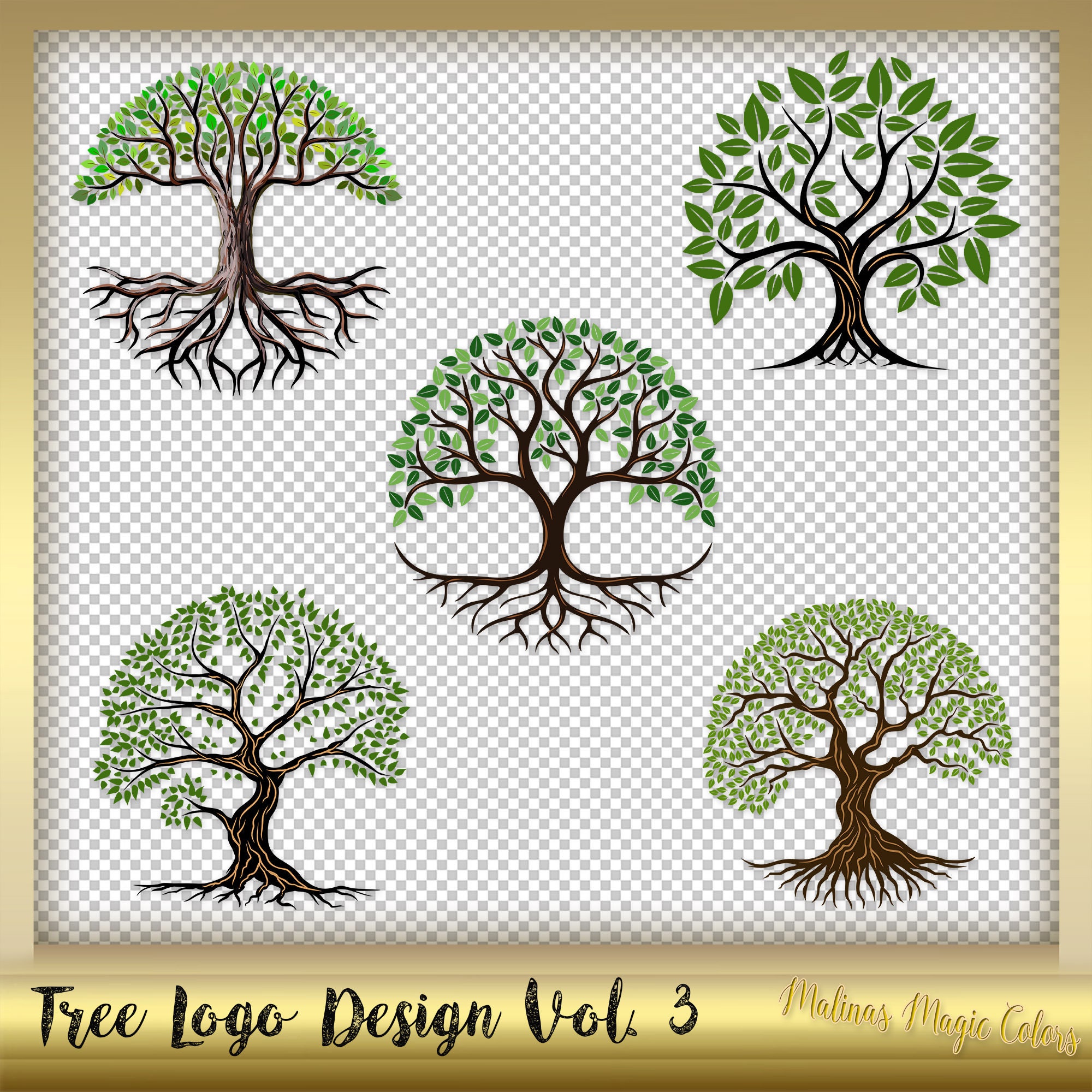 Tree Logo Design Vol. 3 - Green Tree Logo - Tree Clip Art - Tree With ...