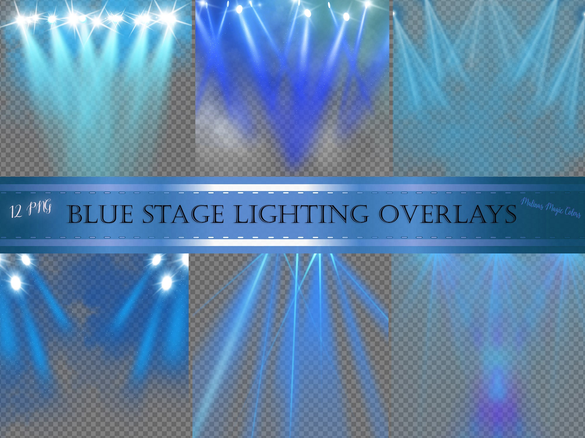 12 Blue Stage Lighting Overlays Vol. 1 - Blue Stage Light - Spotlight ...