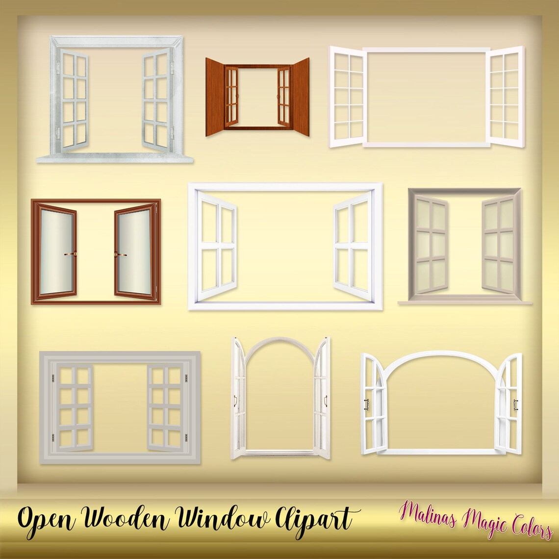 Open Wooden Window Clipart - Window Photo Frame - Photoshop Digital ...