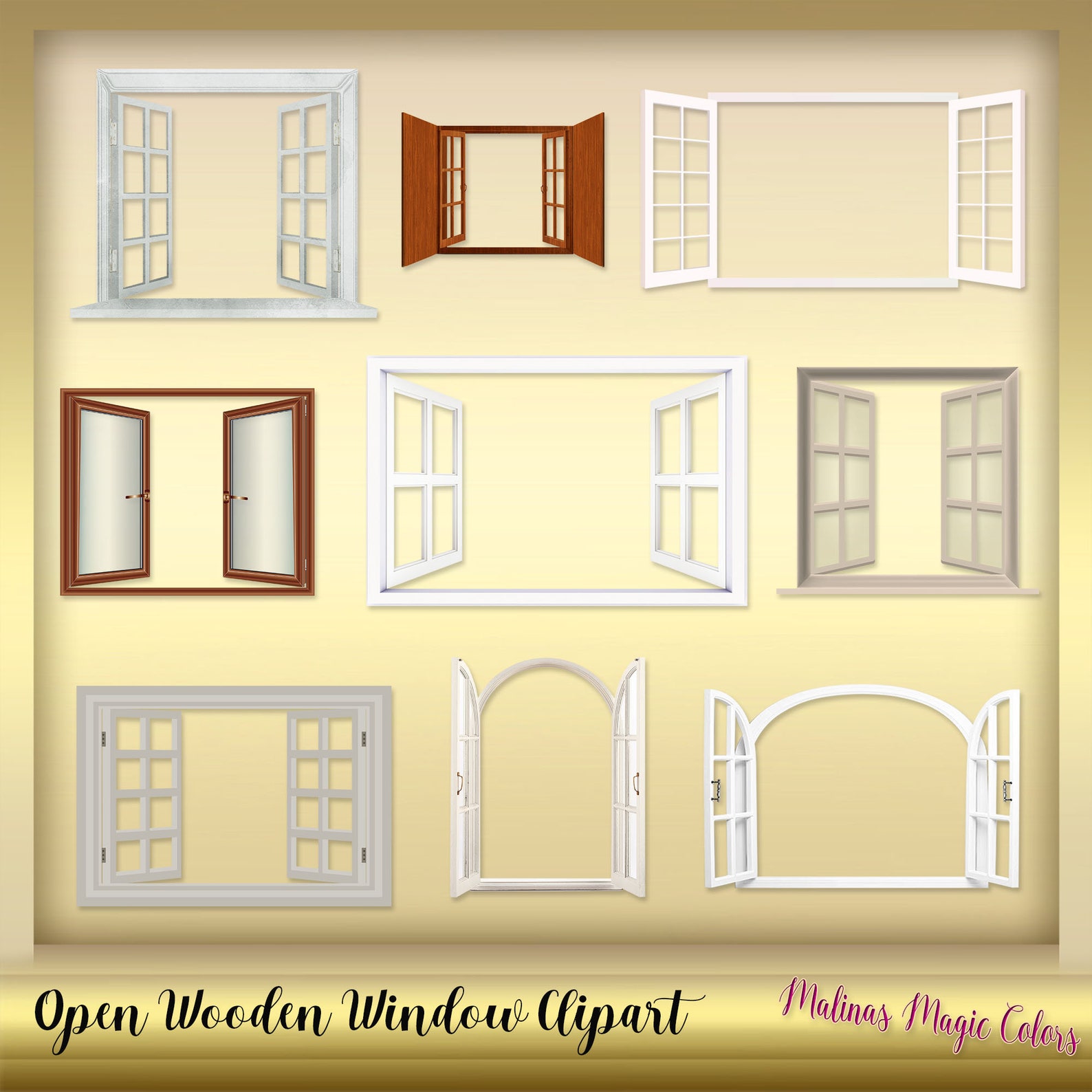 Open Wooden Window Clipart - Window Photo Frame - Photoshop Digital ...