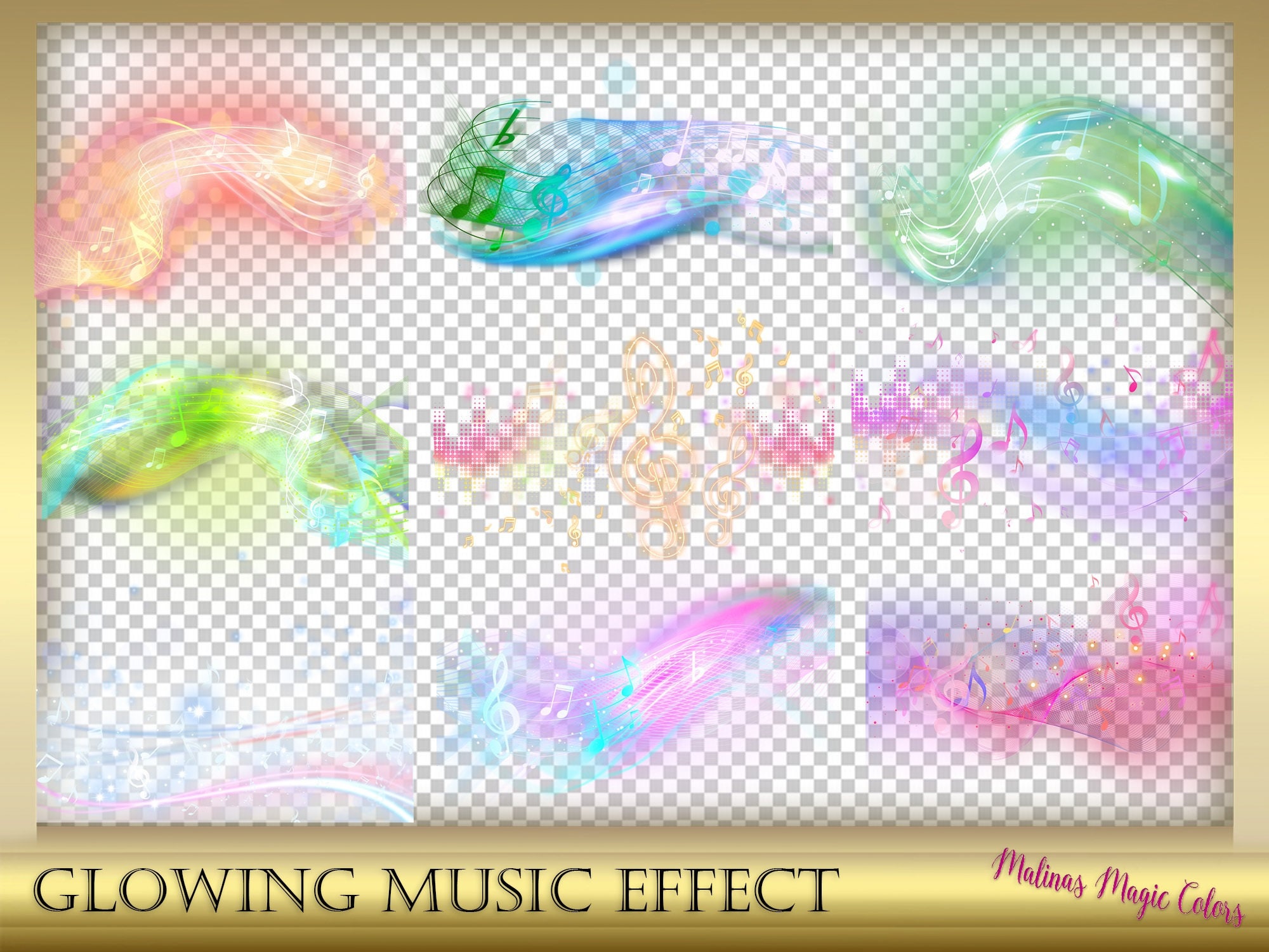 10 Glowing Music Effects - Music Note Overlay - Glowing Musical Notes ...