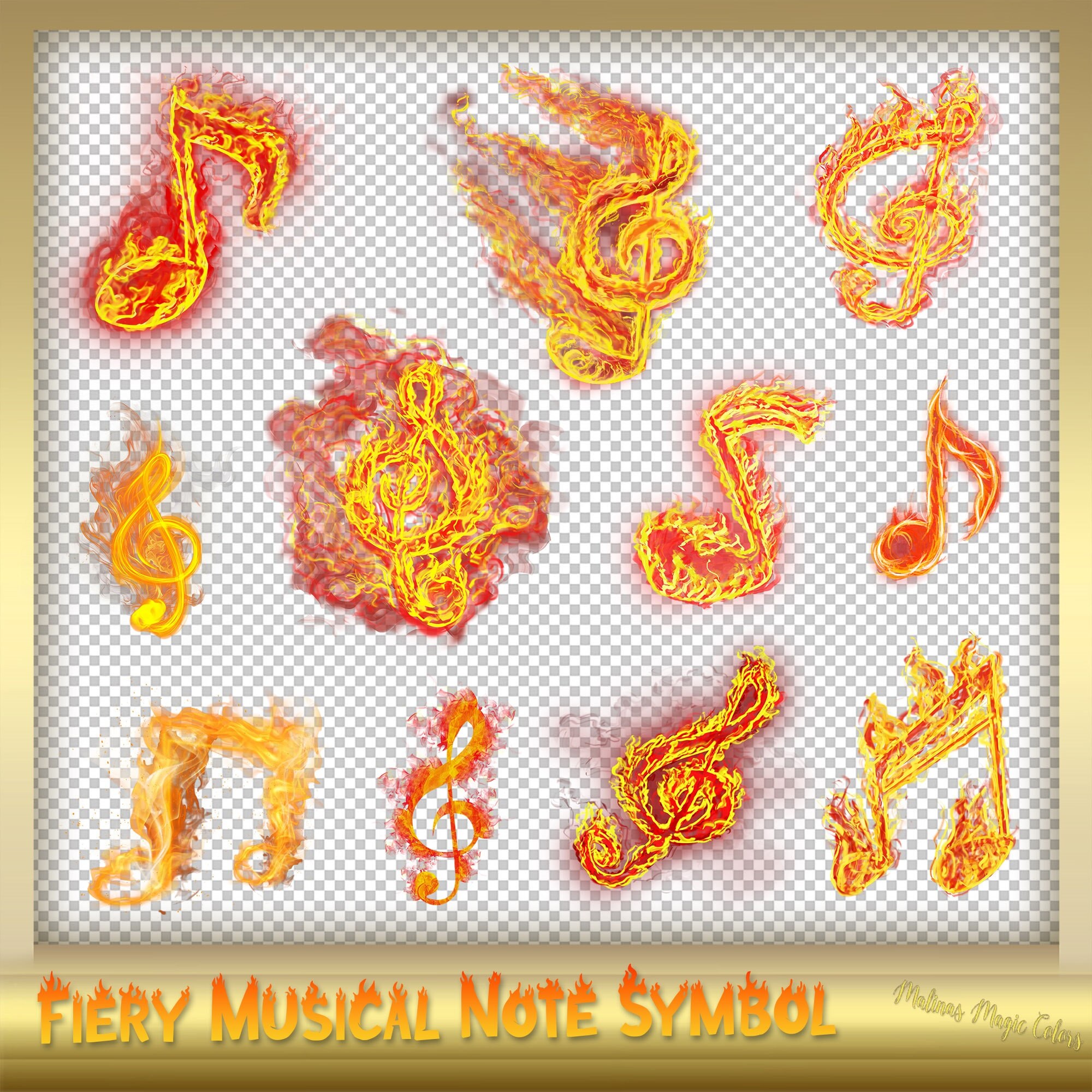 Fiery Musical Note Symbol - Musical Notes in Fire Flames - Musical Note ...
