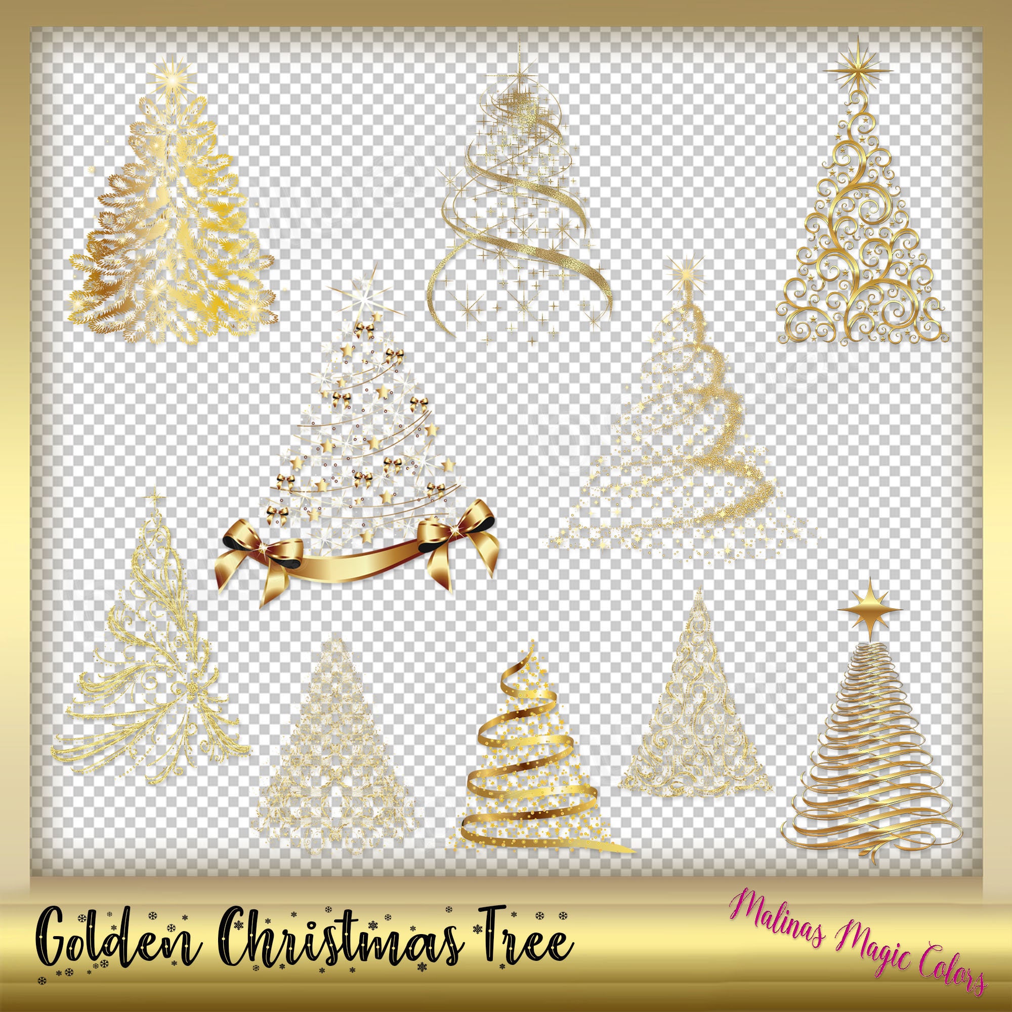 Golden Christmas Tree - Christmas Tree Overlays - Christmas Tree ...