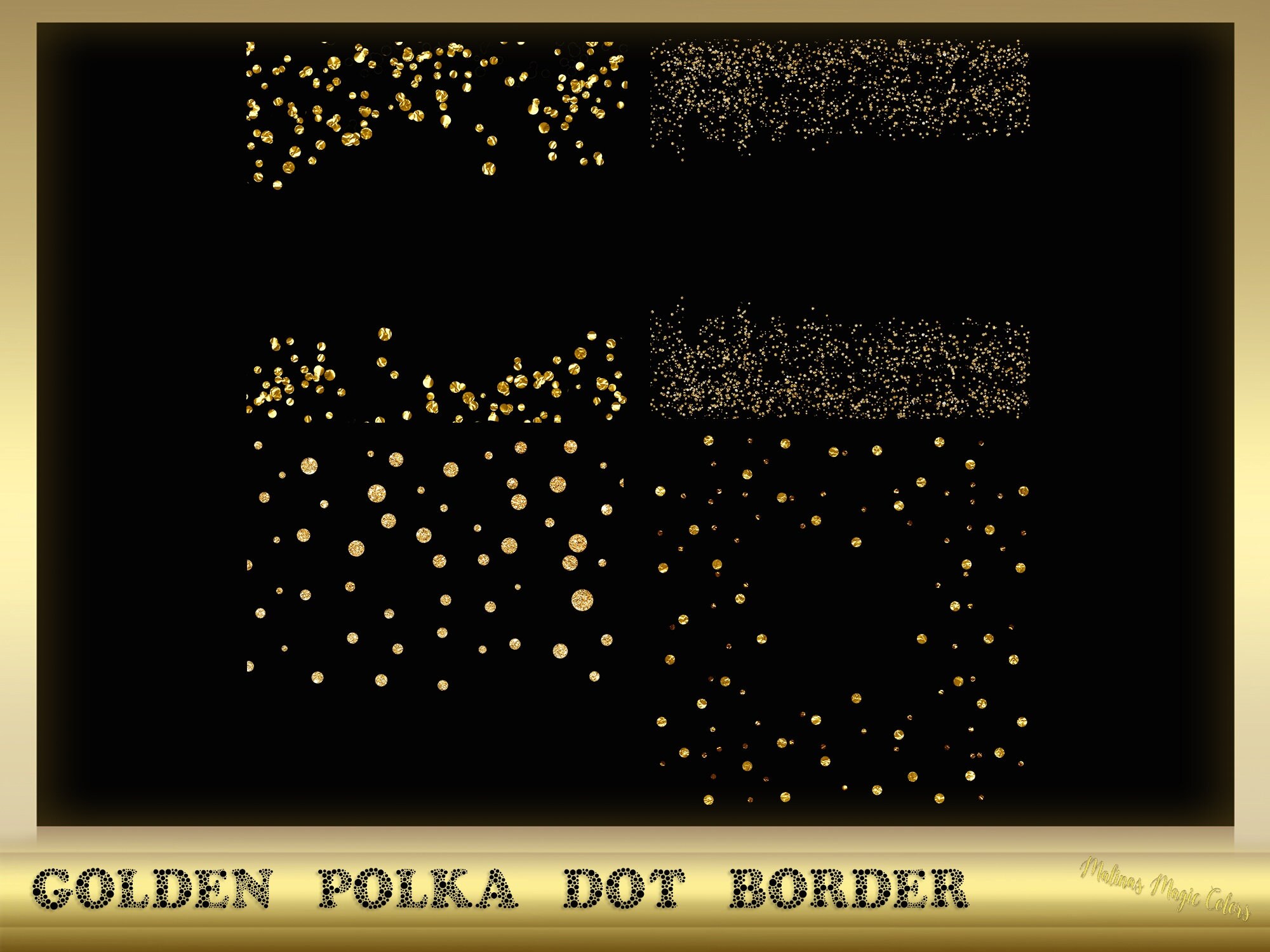 Golden Polka Dot Border Gold Dot Pattern Gold Dots Border Golden ...