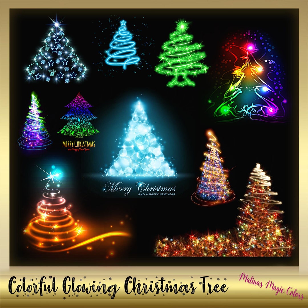 12 Colorful Glowing Christmas Tree - Christmas Tree Overlays ...