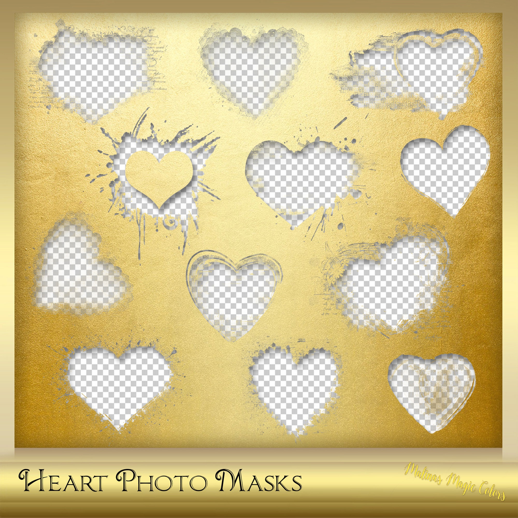 12 Heart Masks for Photoshop Photoshop Clipping Masks Grunge Png Masks ...