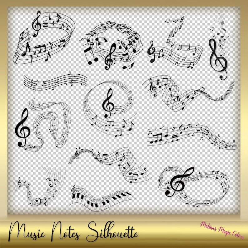 Music Notes Silhouette - Round Music Note Overlay - Music Note Clip Art ...