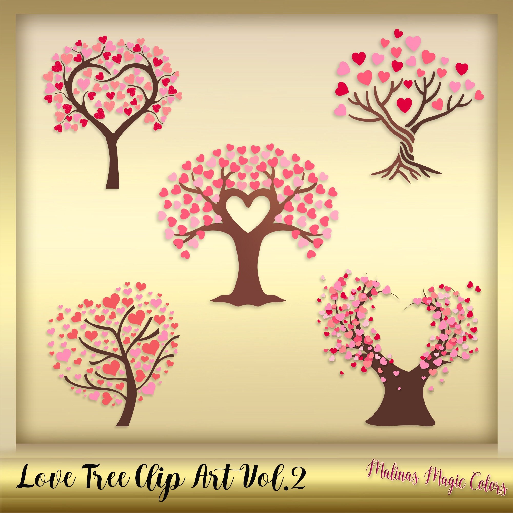 Love Tree Clipart Vol.2 Heart-shaped Tree Tree Clip Art Valentine Tree ...