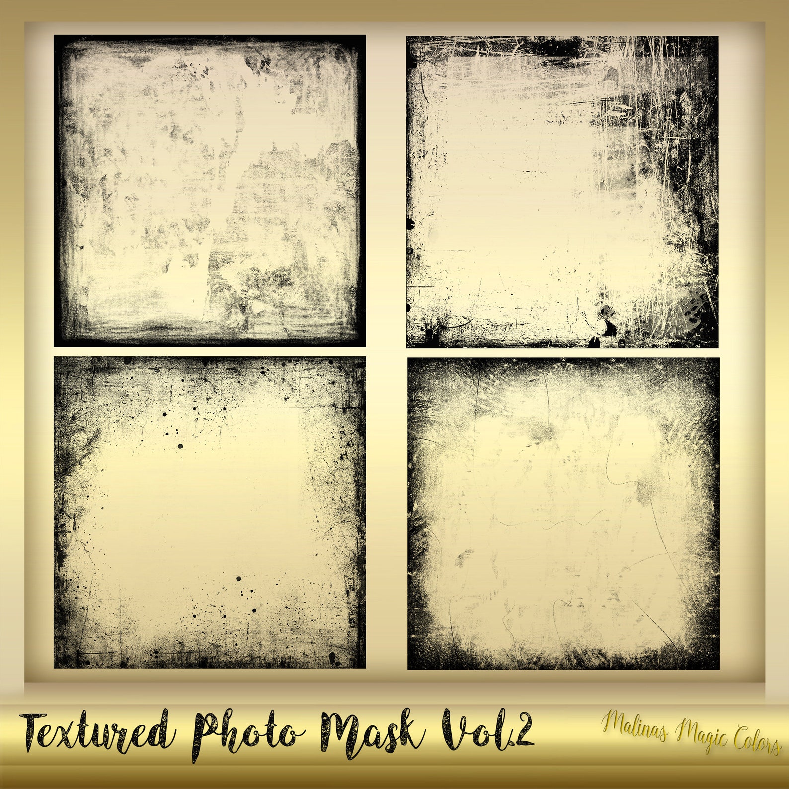 10 Textured Photo Masks Vol. 2 - Photoshop Clipping Masks - Grunge ...