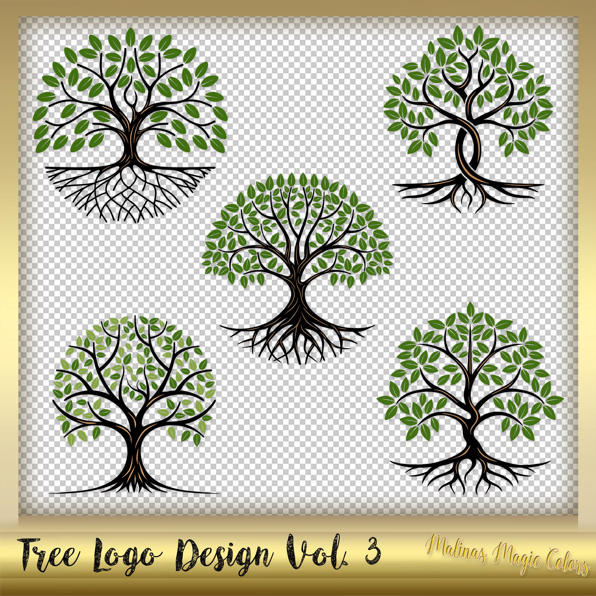Tree Logo Design Vol. 3 - Green Tree Logo - Tree Clip Art - Tree With ...