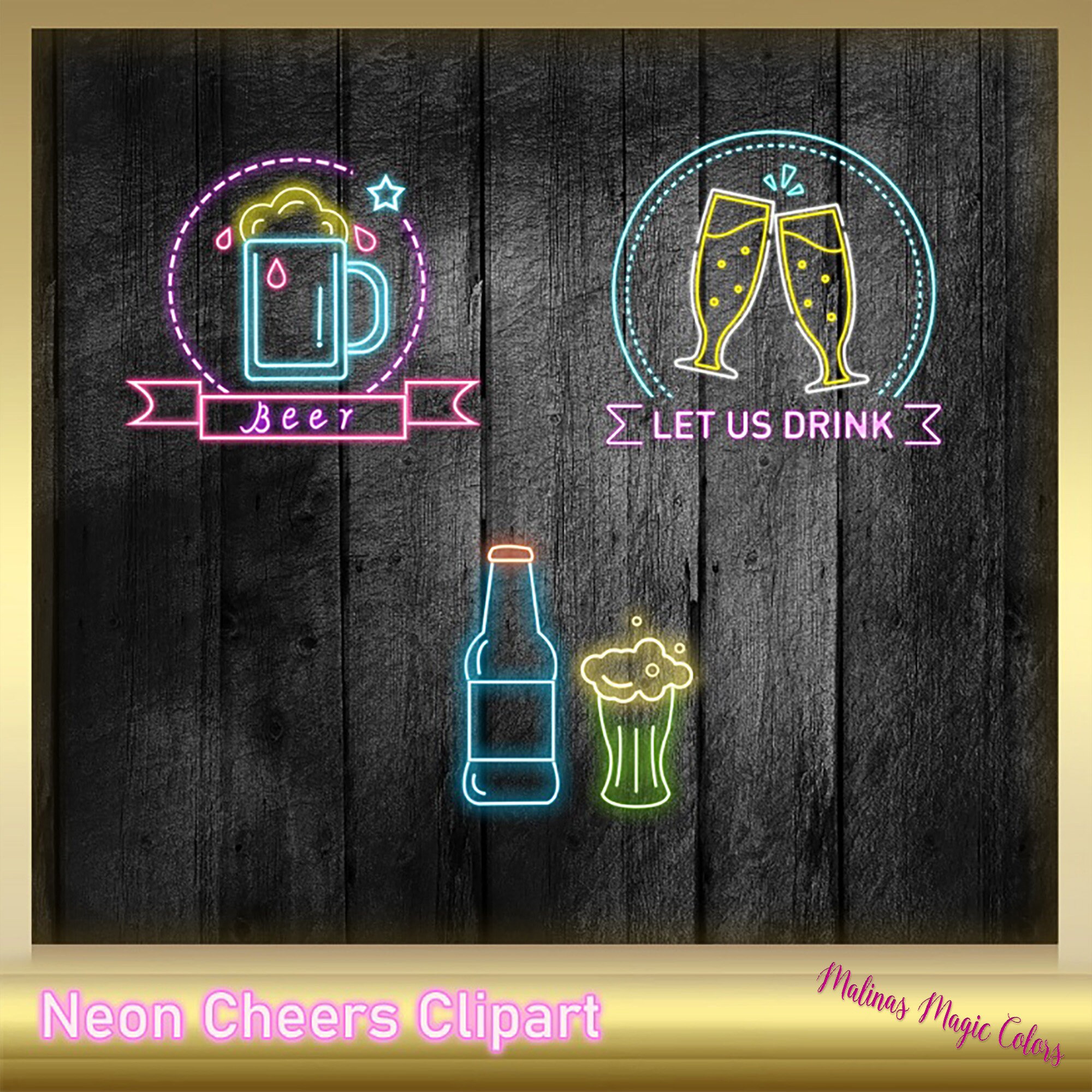 Neon Cheers Clip Art Cheers Clipart Beer Clipart Cocktail Clipart ...
