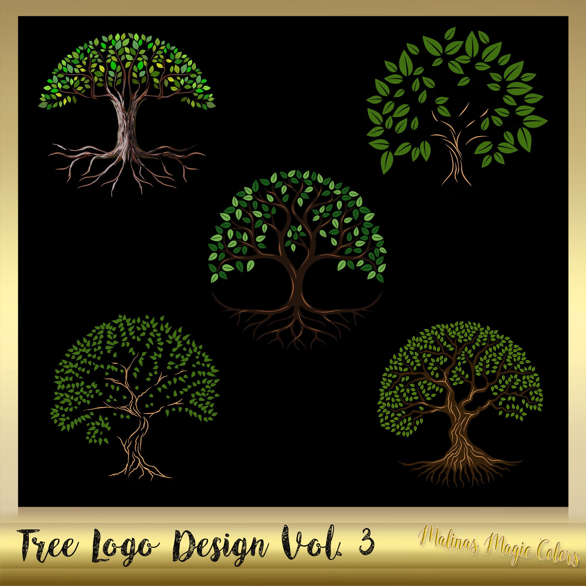 Tree Logo Design Vol. 3 - Green Tree Logo - Tree Clip Art - Tree With ...
