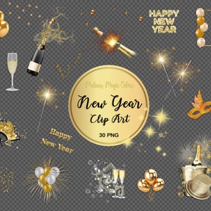 30 New Year Clip Art - New Years Clipart - Holiday Clip Art - Champagne ...