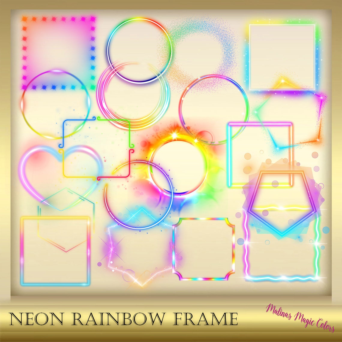 20 Neon Rainbow Frames Neon Rainbow Frame Light Frame Neon Effects ...