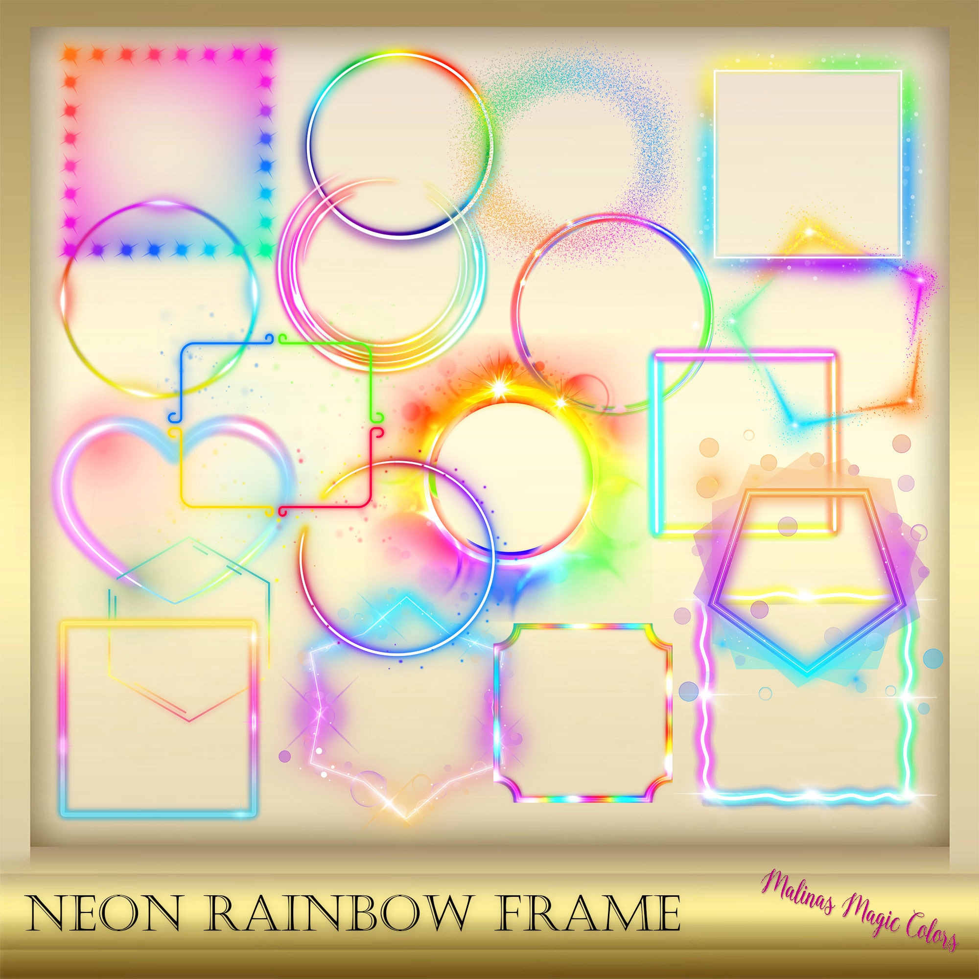 20 Neon Rainbow Frames Neon Rainbow Frame Light Frame Neon Effects ...