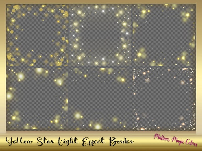 Yellow Star Light Effect Border Light Frame Overlay Frame - Etsy