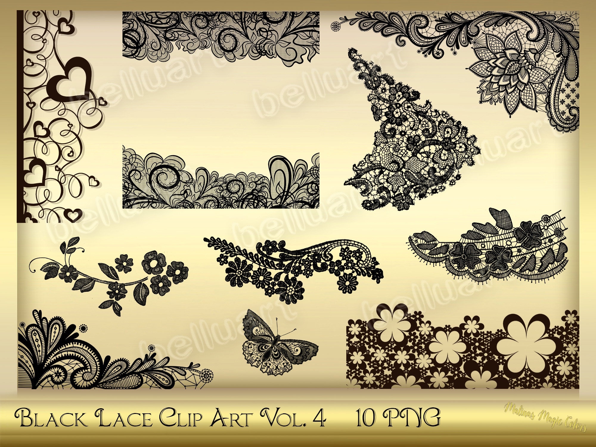Black Lace Clip Art Vol. 4 - Black Lace Clipart - Black Lace Overlays ...