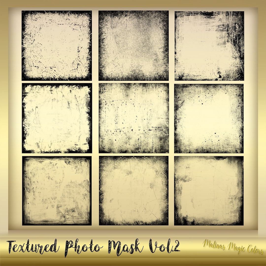 10 Textured Photo Masks Vol. 2 - Photoshop Clipping Masks - Grunge ...