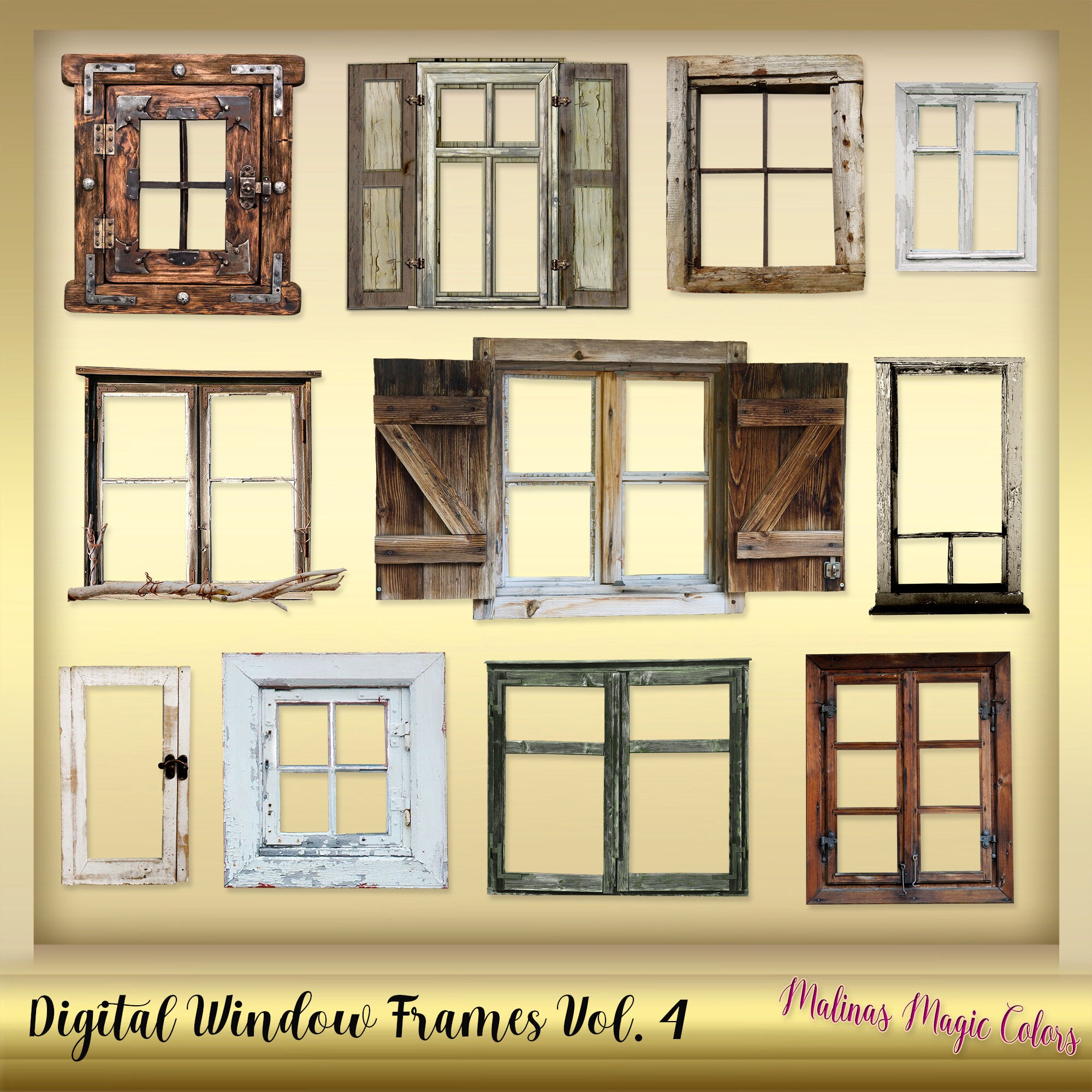 20 Digital Window Frames Vol. 4 Window Photo Frame Photoshop Digital ...