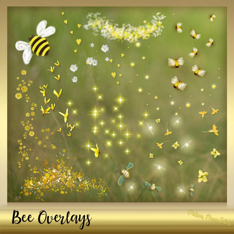 Bee Overlays - Bee Overlay - Photo Overlays - Photoshop Layers - Yellow ...