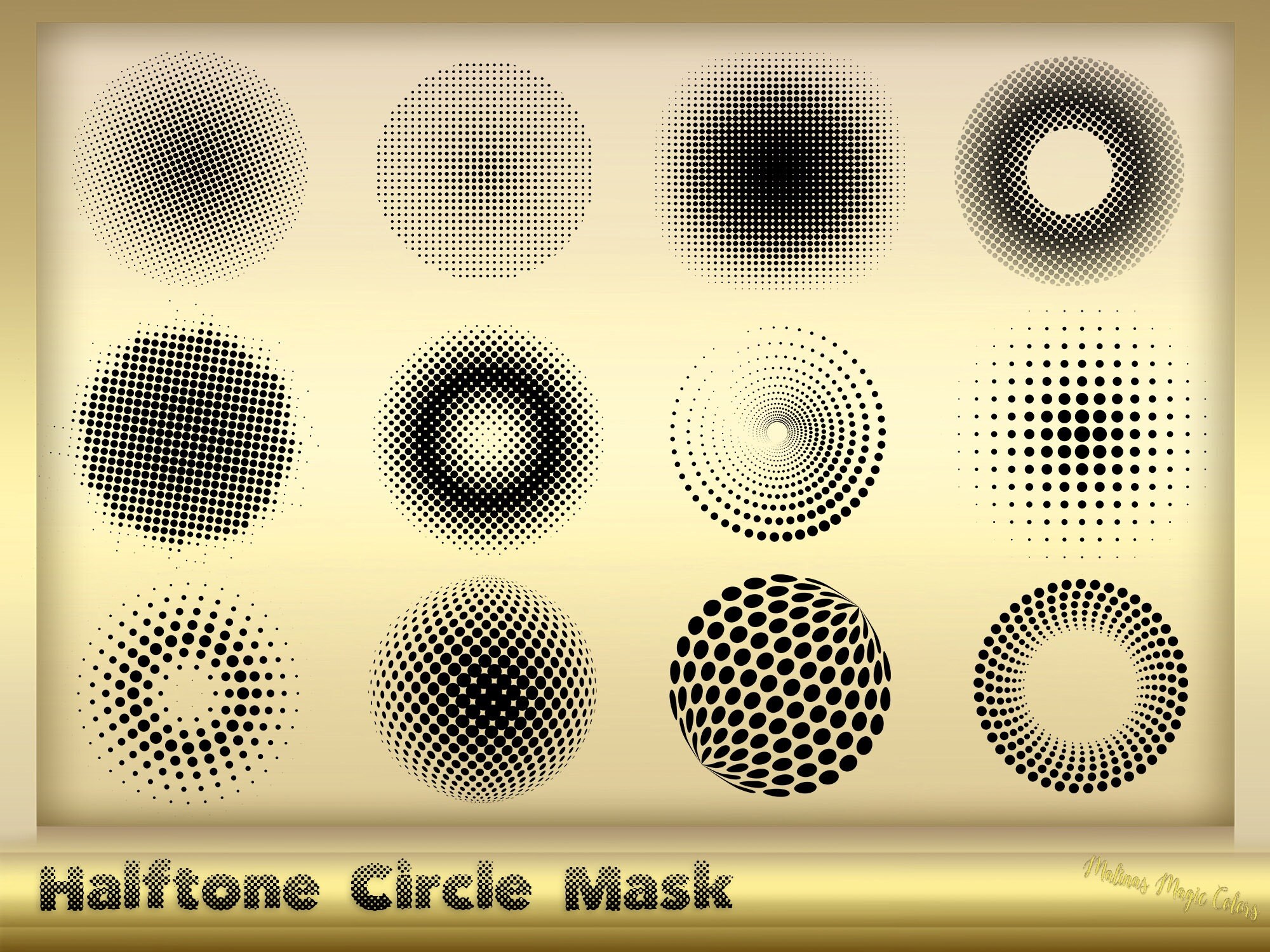 Halftone Circle Mask for Photoshop Halftone Dots Circle Circles Masks Photoshop Clipping Masks ...