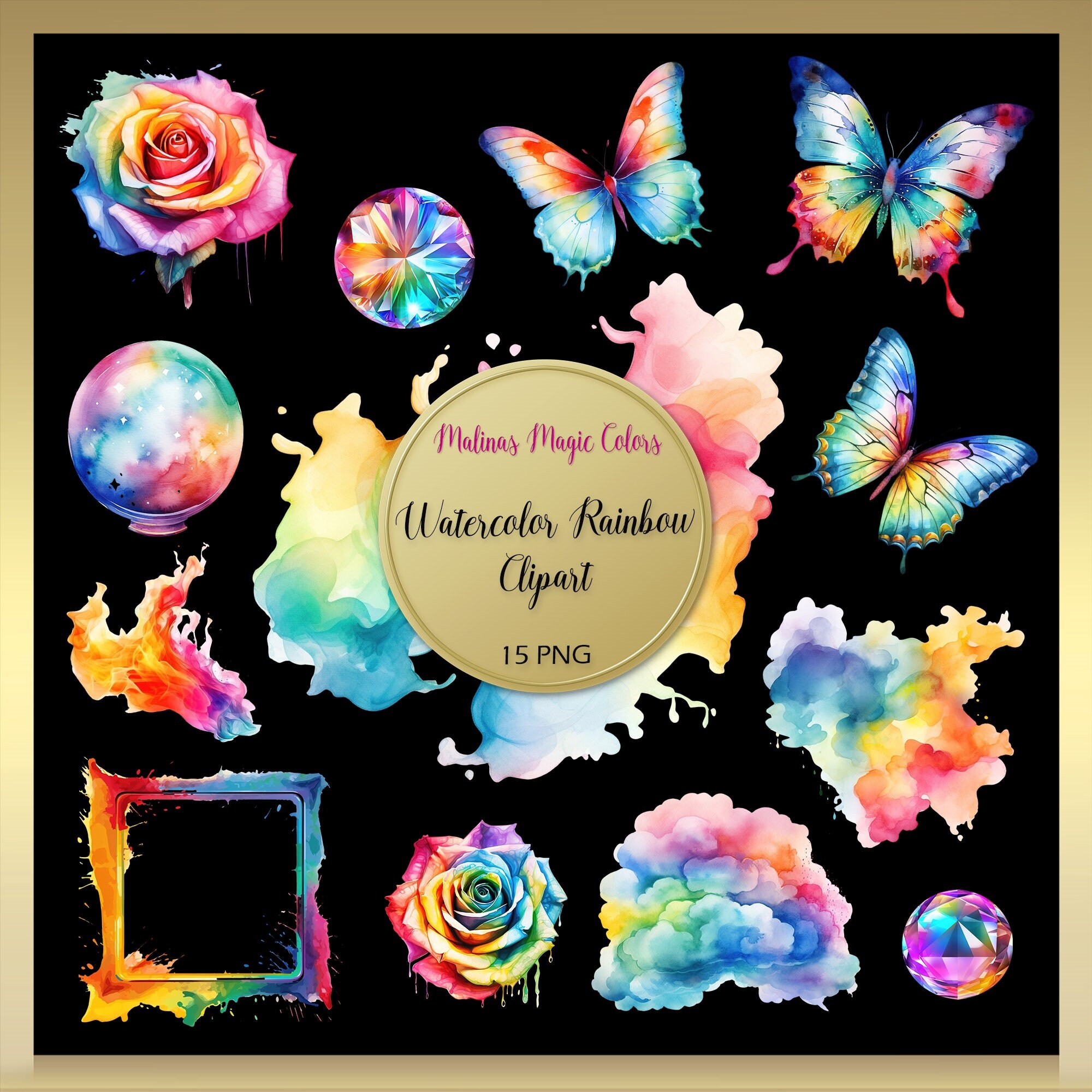 Watercolor Rainbow Clipart Watercolor Colorful Clip Art - Etsy