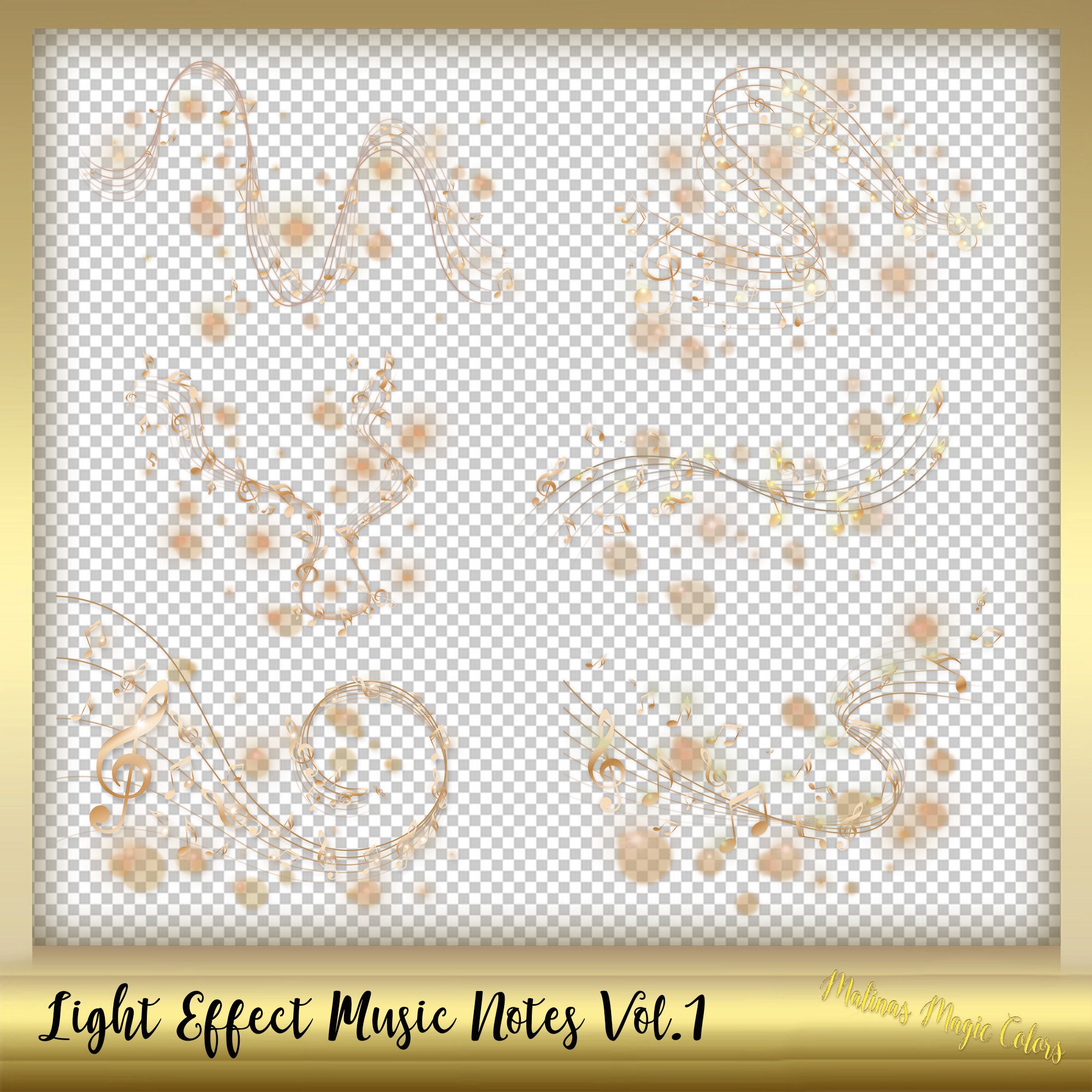 6 Light Effect Music Notes Vol. 1 - Music Note Clip Art - Luminous ...