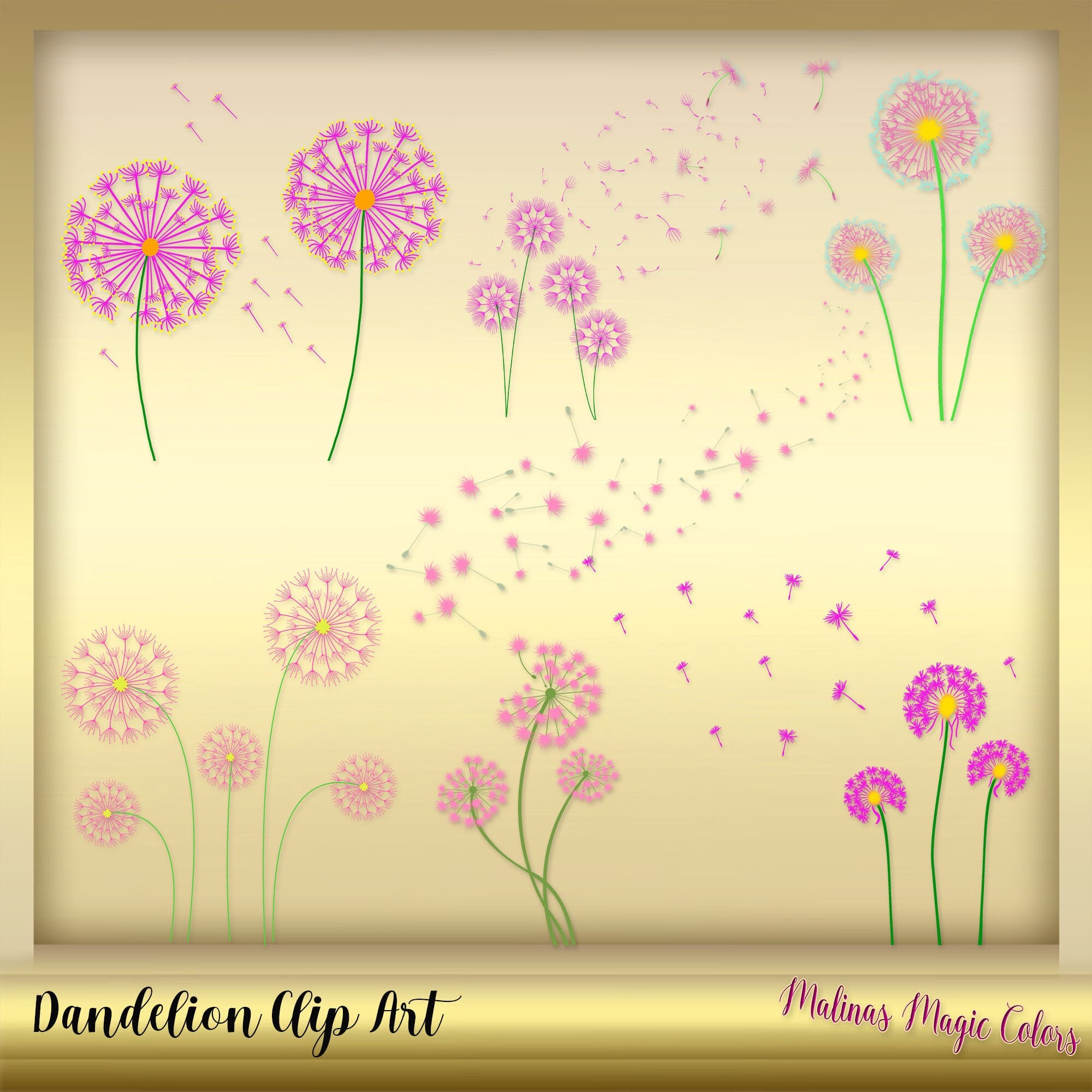 Dandelion Clip Art Dandelion Overlay Flying Dandelion - Etsy