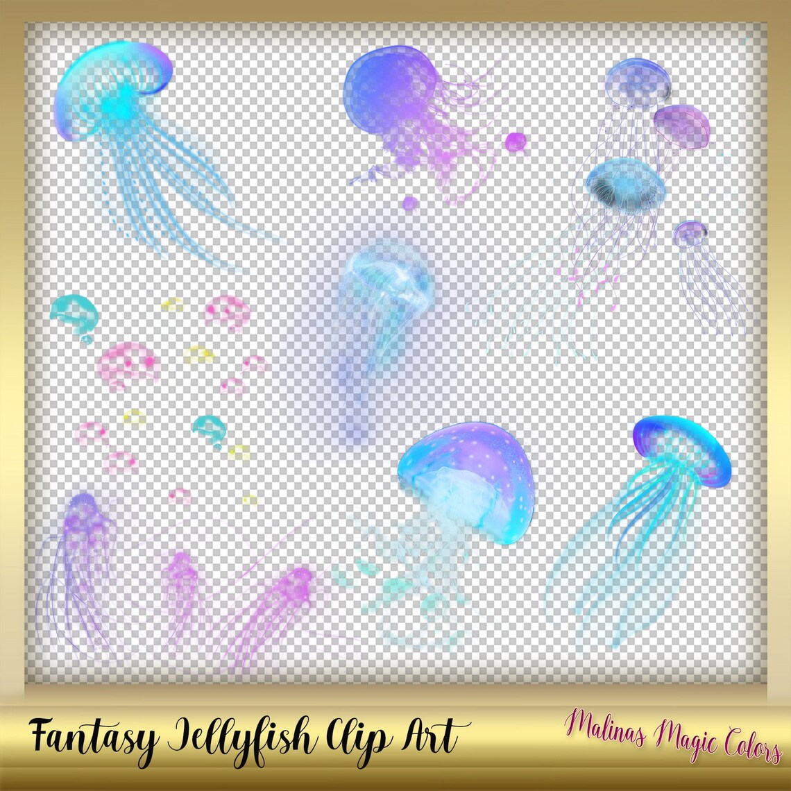 Fantasy Jellyfish Clip Art - Jellyfish Overlay - Transparent Jellyfish ...