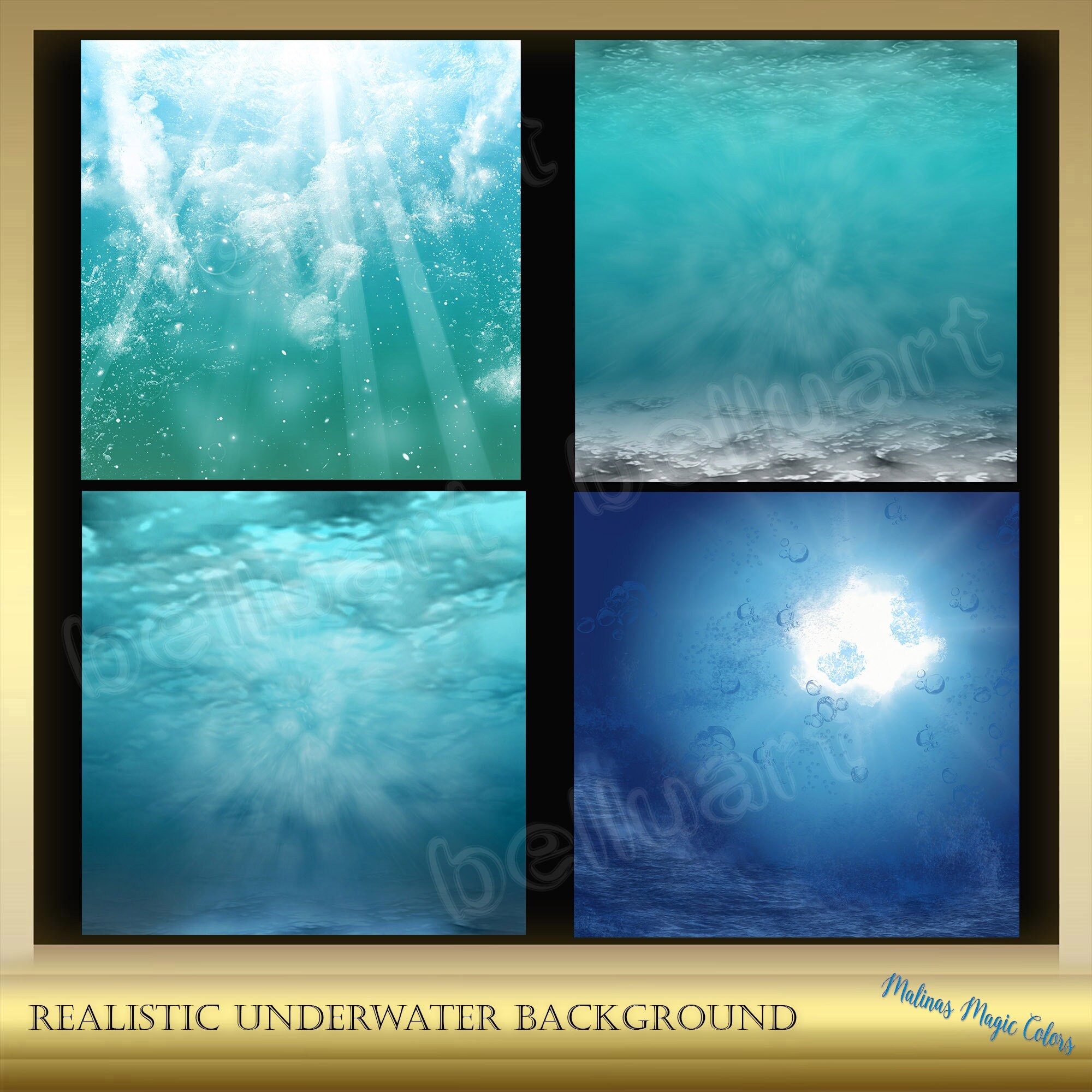 12 Underwater Backgrounds Mermaid Digital Backdrop Realistic Underwater ...