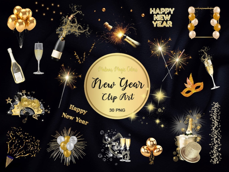 30 New Year Clip Art - New Years Clipart - Holiday Clip Art - Champagne ...
