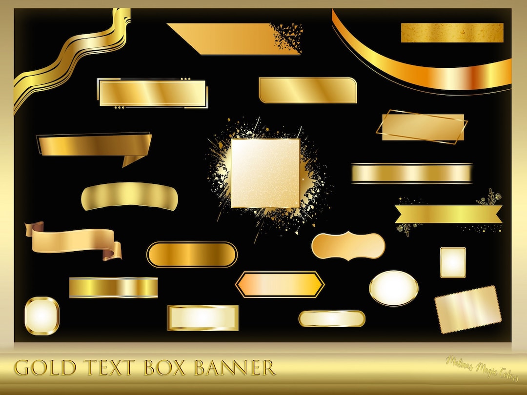Gold Text Box Banner - Gold Banner - Gold Ribbon - Gold Label - Golden ...
