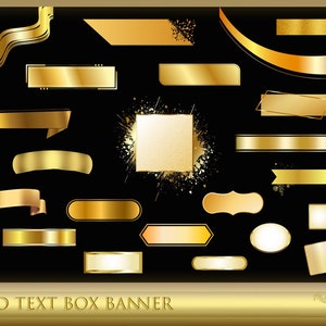 Gold Text Box Banner - Gold Banner - Gold Ribbon - Gold Label - Golden ...